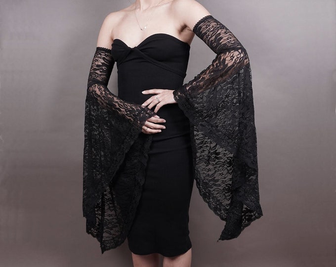 Glamorous GOTHIC VAMPIRE Lace Gloves Costume Victorian Evening Glamour ...