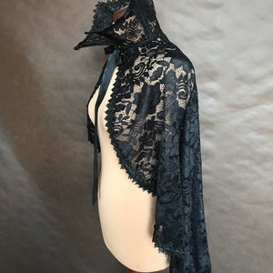 Gothic Elegant Black Lace and Lace CAPE With High Collar, Gothic ...
