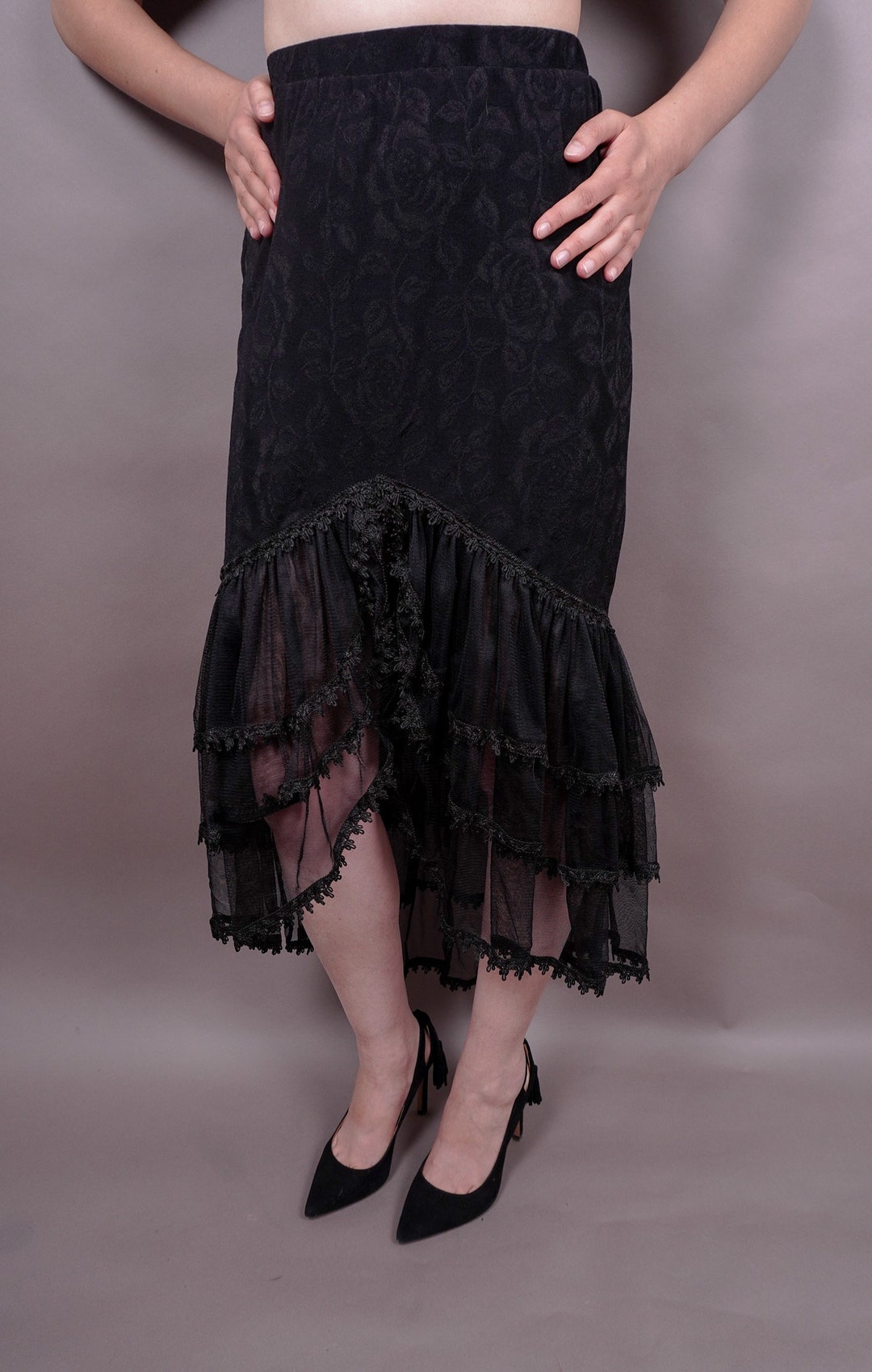Elegant GOTHIC Skirt With Tripple Tulle Flounce VAMPIRE Victorian ...