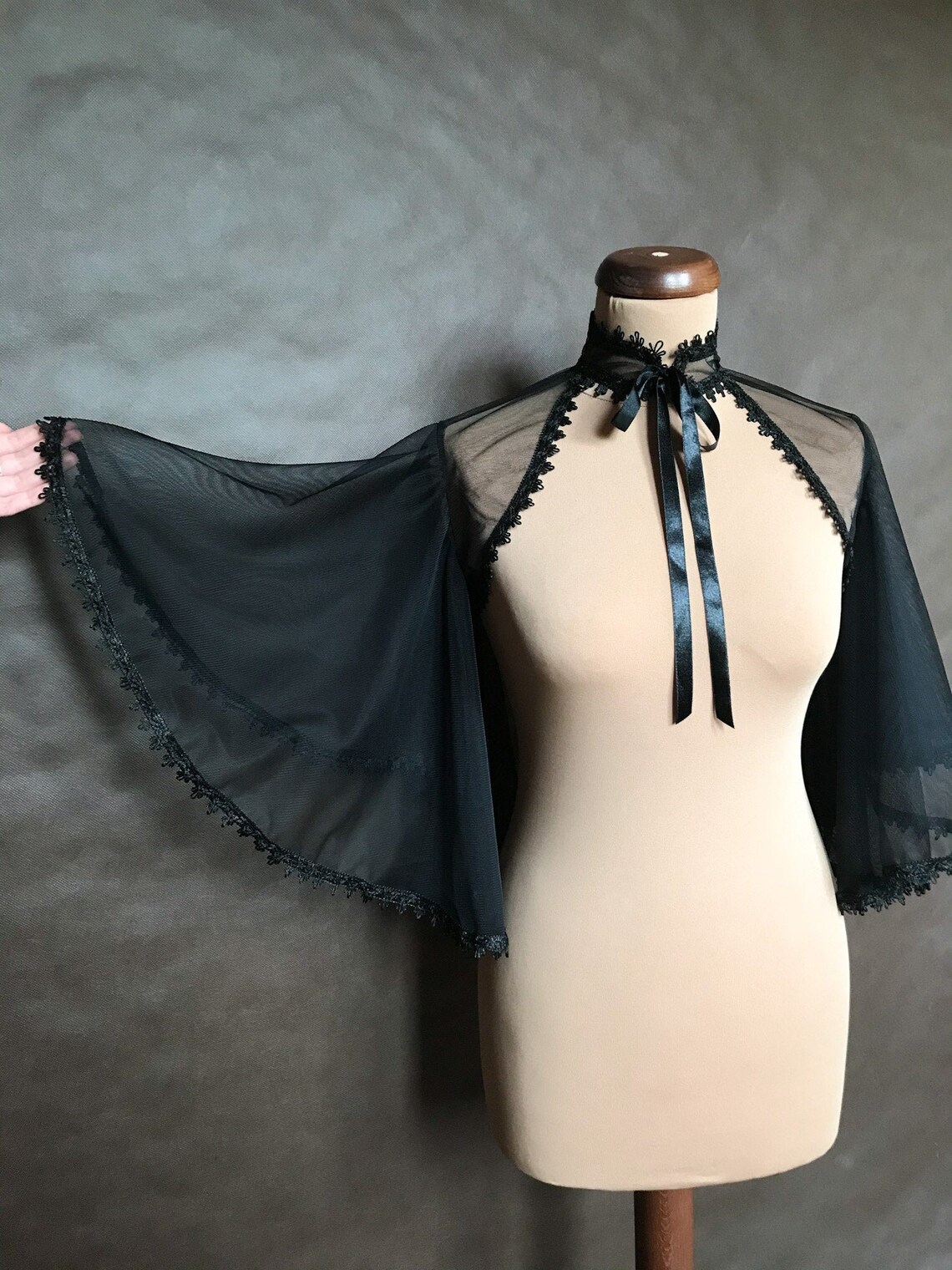 Romantic cape Elegant Gothic tulle CAPE bolero enlorured with | Etsy