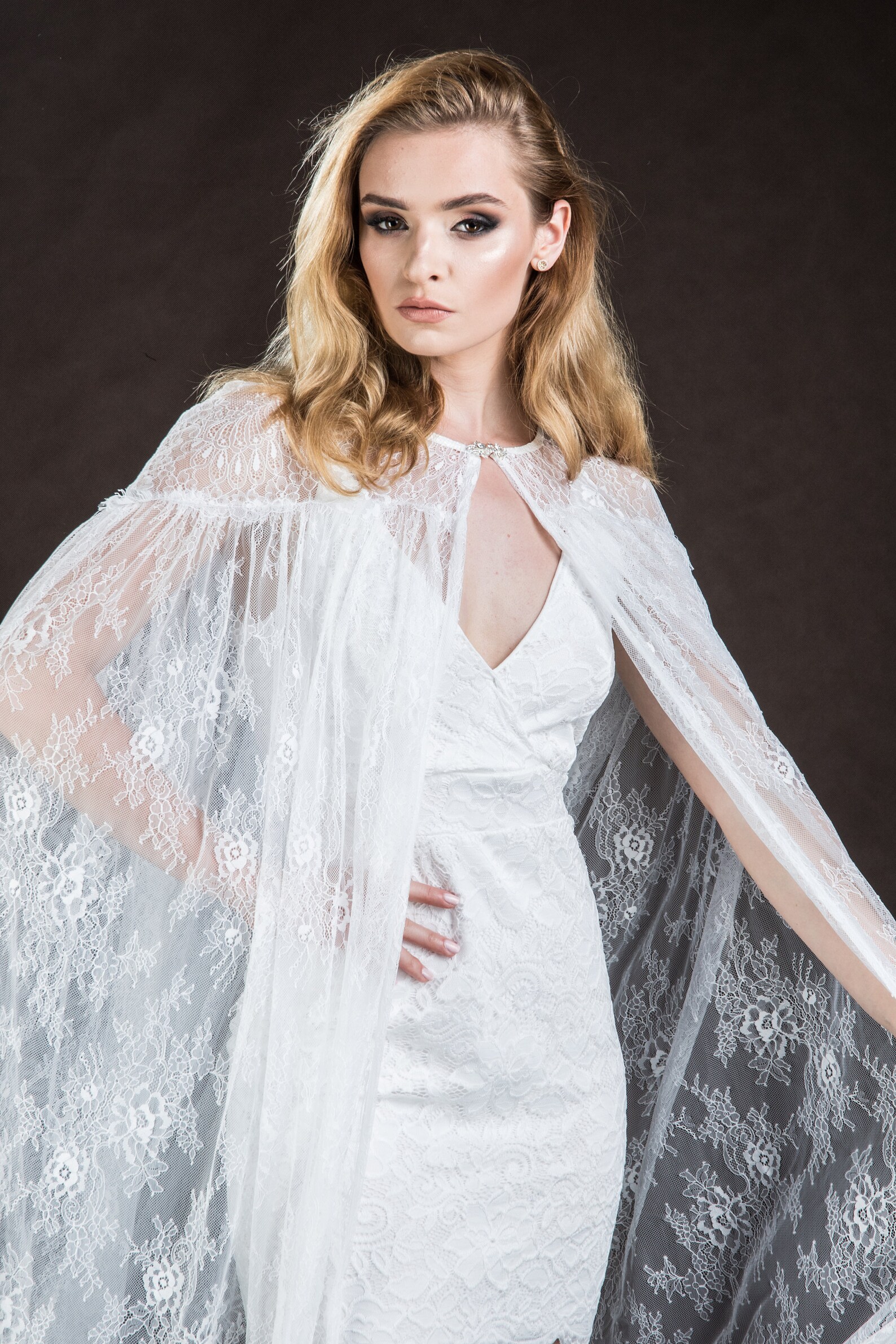 Fabulous Bridal Cape Lace Long Romantic Cape Elegant Ivory | Etsy