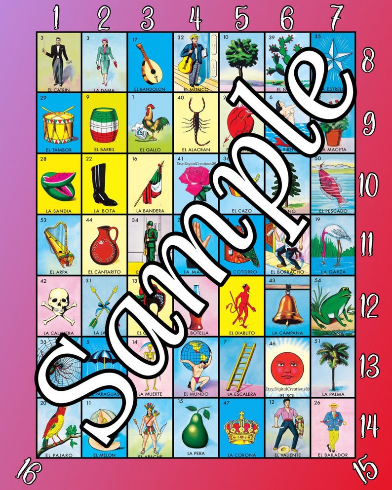 Lines Digital Loteria Board - Etsy