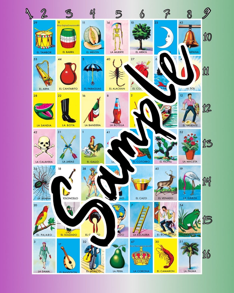 Lines Digital Loteria Board - Etsy