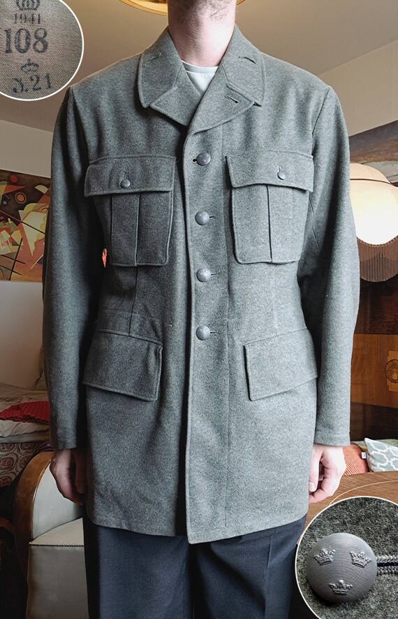 VINTAGE WW2 1941 Swedish Army Jacket Battle Dress Woo… - Gem