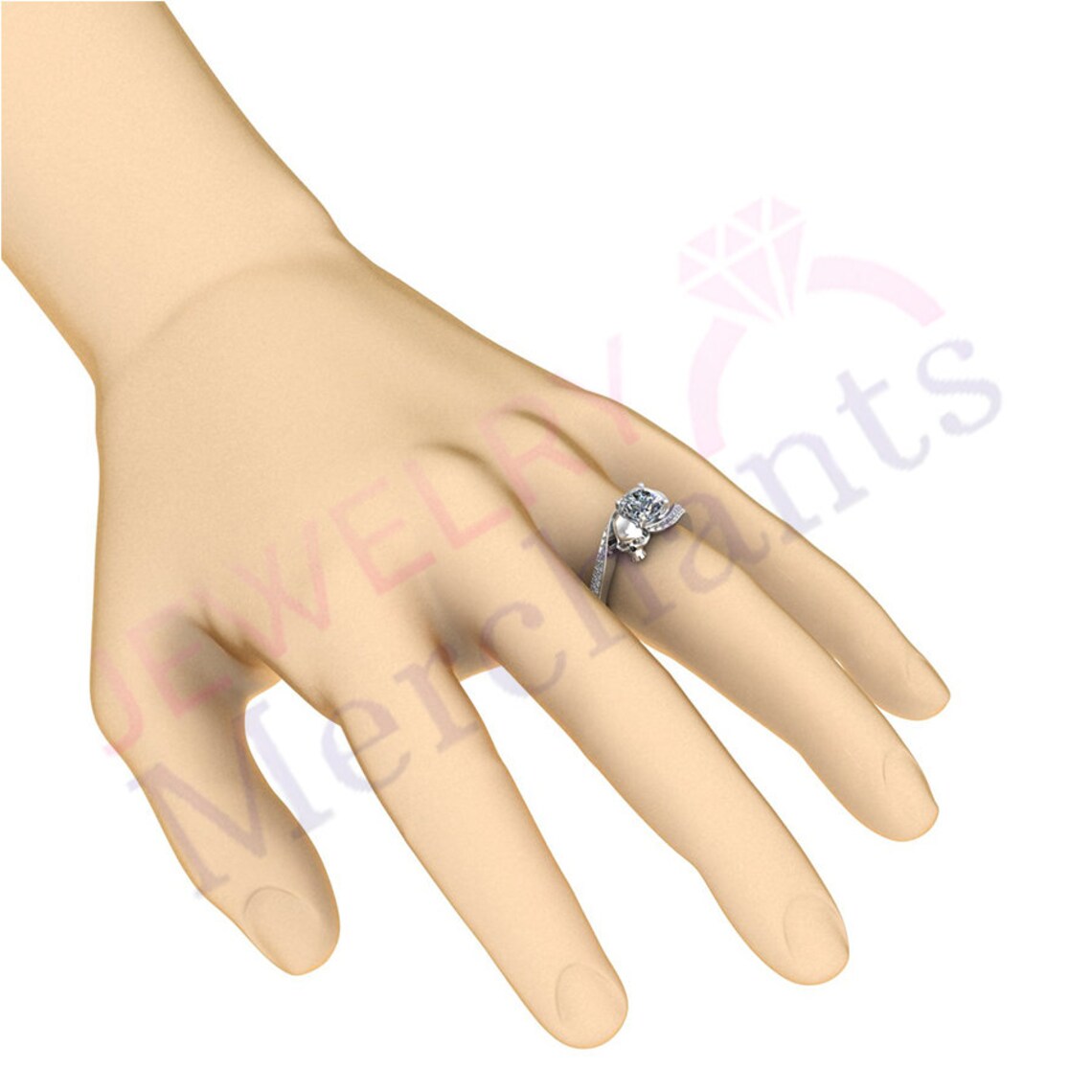 Skull Engagement Ring 2.20 Ct White Signity Diamond Cushion | Etsy