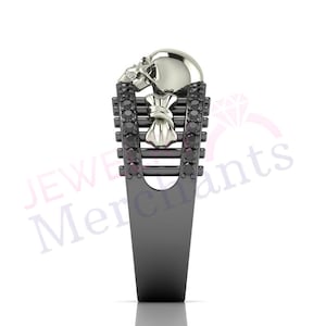 Ghost Rider Theme Skull Ring Gothic Style Black Round Cut Halloween ...