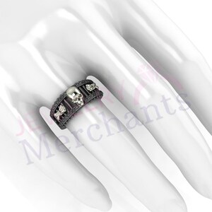 Ghost Rider Theme Skull Ring Gothic Style Black Round Cut Halloween ...