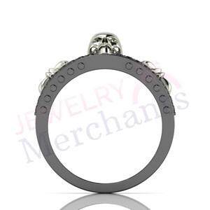 Ghost Rider Theme Skull Ring Gothic Style Black Round Cut Halloween ...