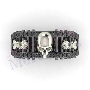Ghost Rider Theme Skull Ring Gothic Style Black Round Cut Halloween ...