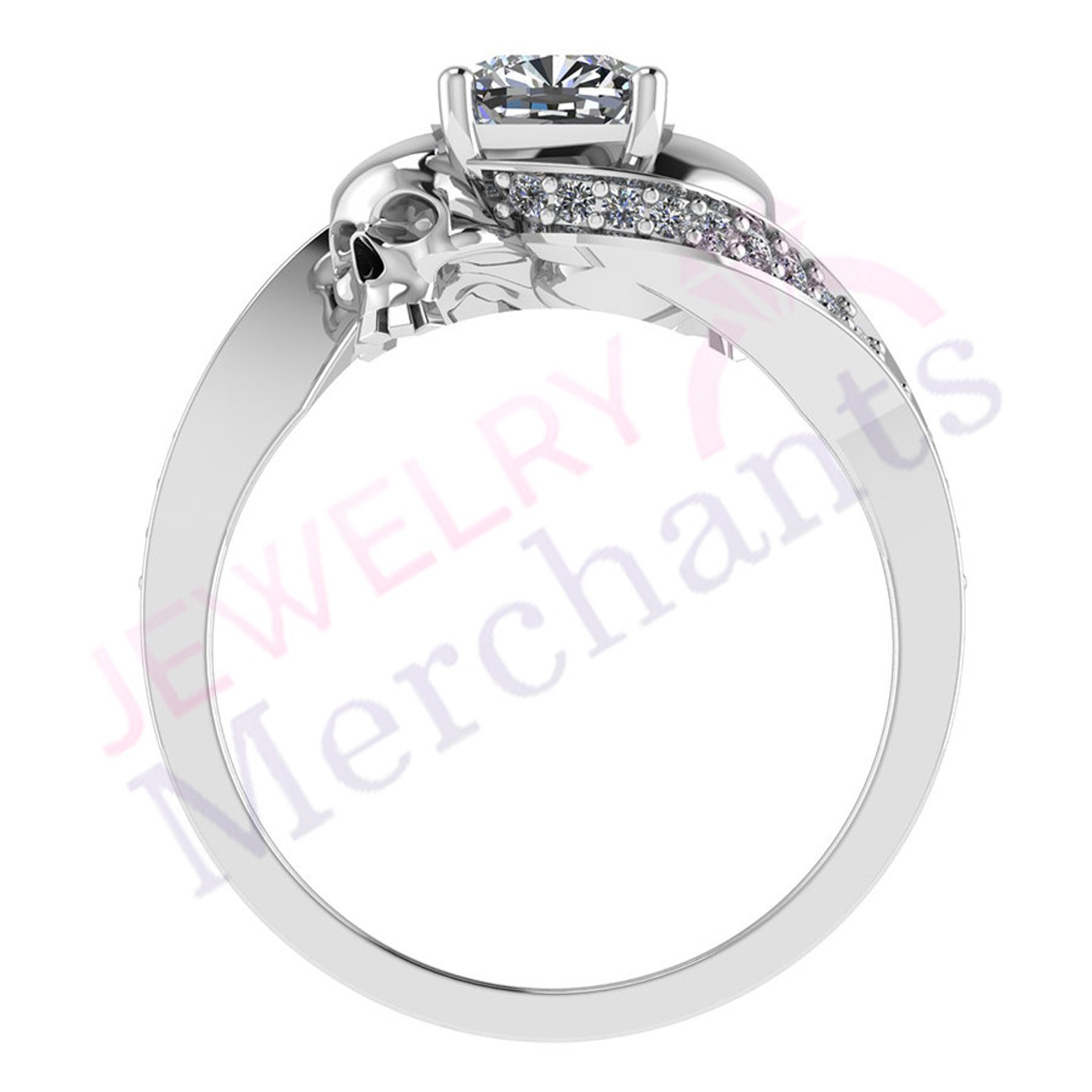 Skull Engagement Ring 2.20 Ct White Signity Diamond Cushion - Etsy