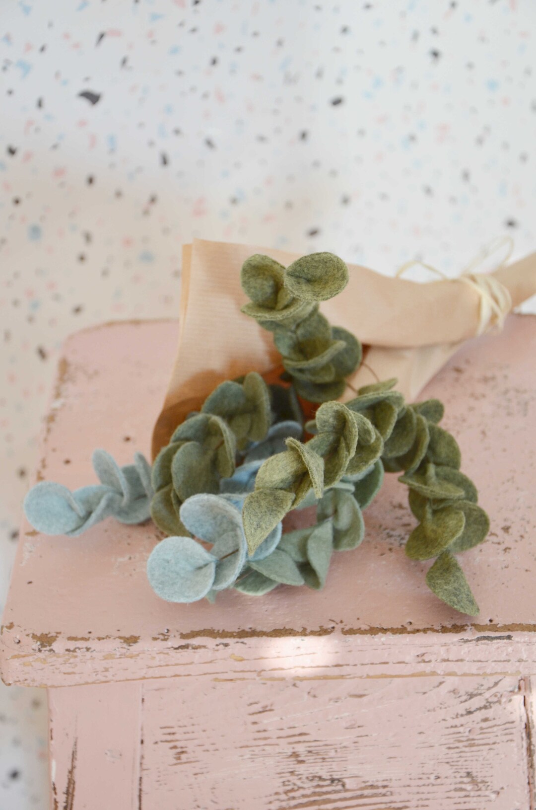 Bouquet of 7 Eucalyptus Branches in Khaki-colored Felted Wool for ...