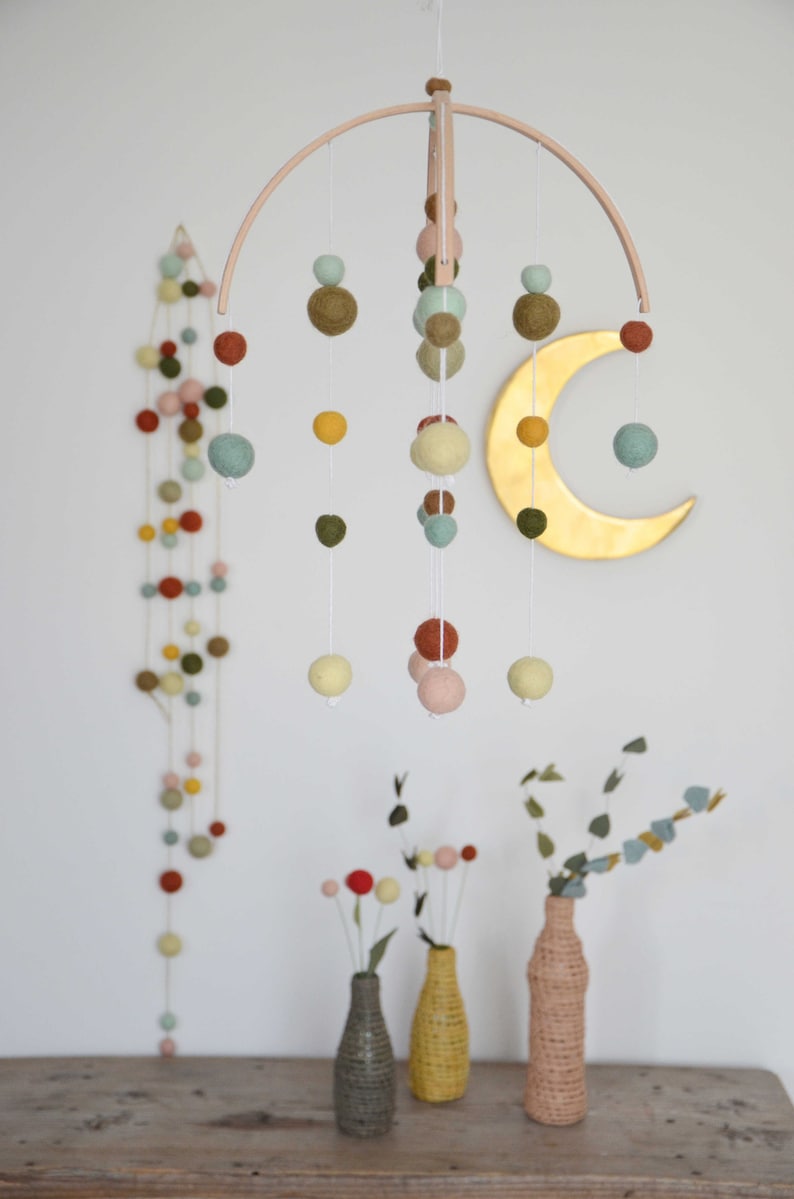 Colorful Mobile in Felted Wool for Home Decoration and Children's Rooms ...