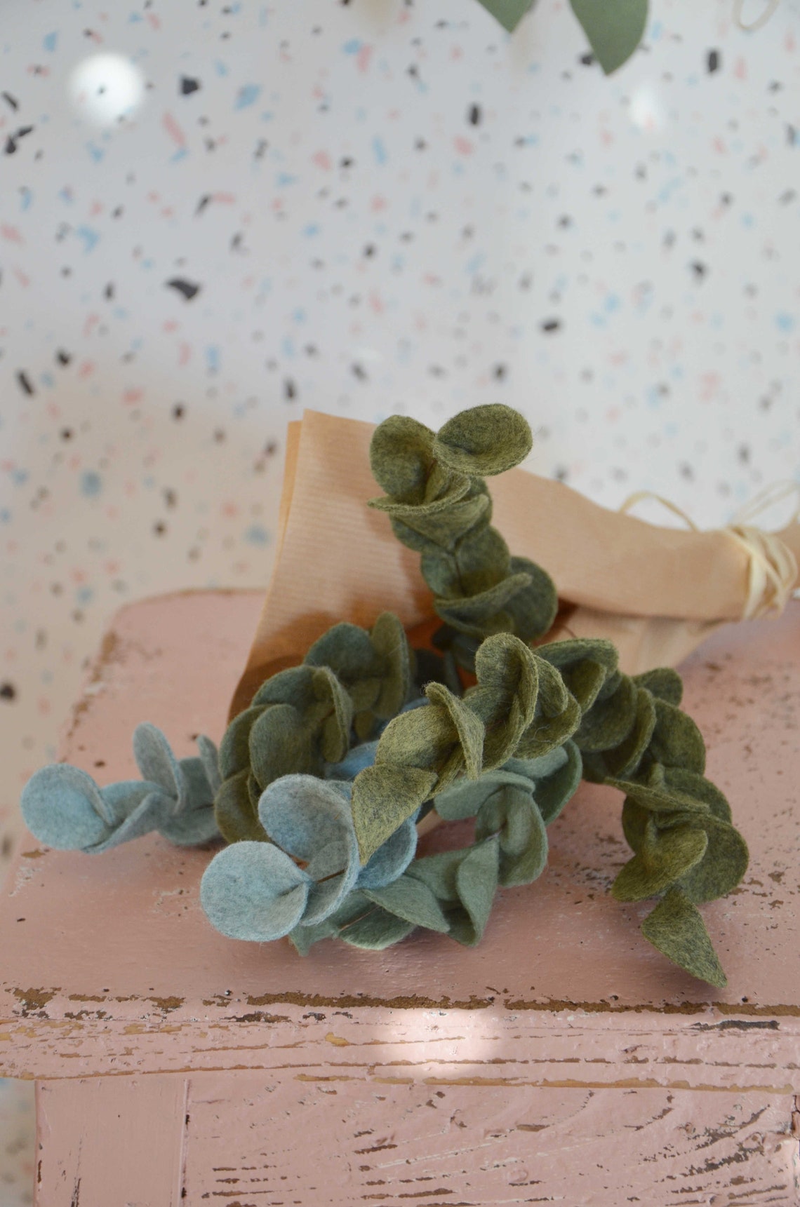Bouquet of 7 Eucalyptus Branches in Khaki-colored Felted Wool for ...