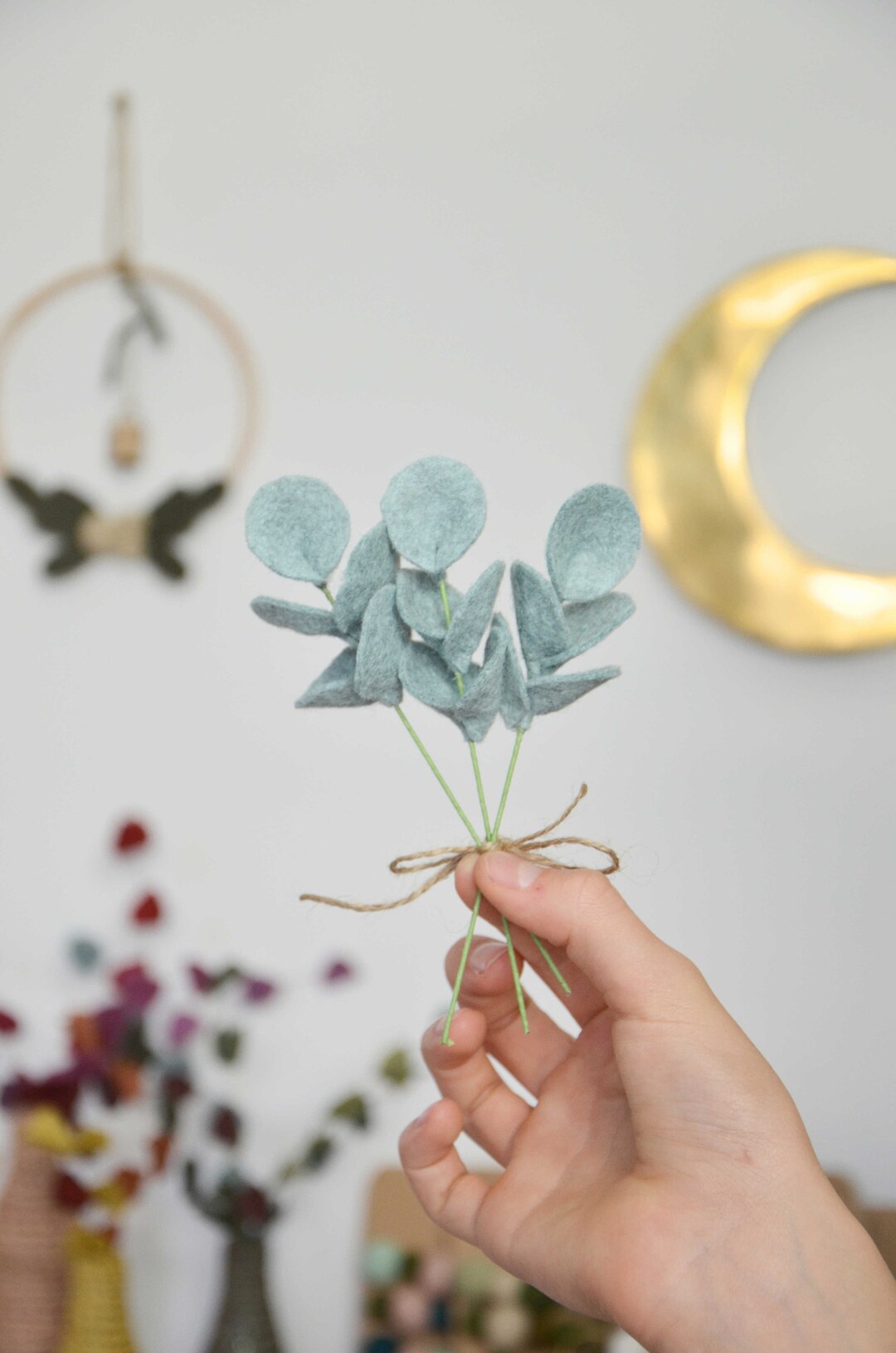 Set of 3 Mini Merino Wool Leaf Branches of Your Choice for Decorating ...