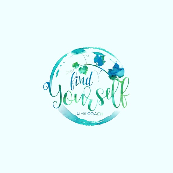Premade Logo Design Health Coach Blue Green Watercolor Logo | Etsy