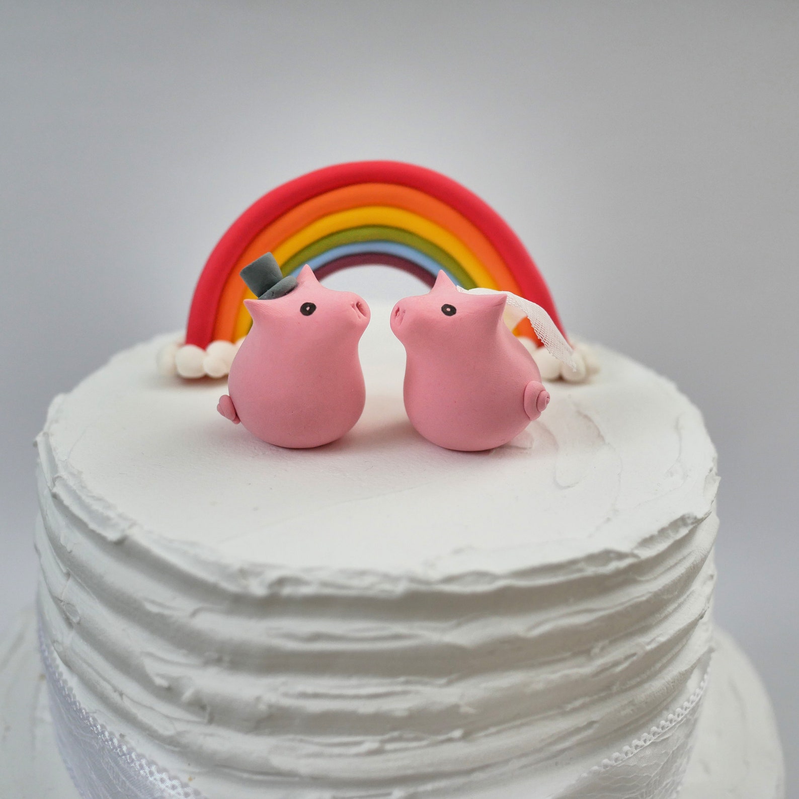 Bride and Groom Pig Animal Wedding Cake Topper with or - Etsy