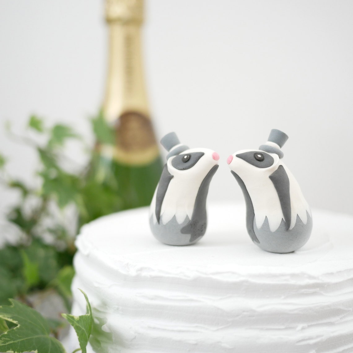 Badger Gay Wedding Cake Topper: Handmade Clay Badgers, Rainbow Option ...