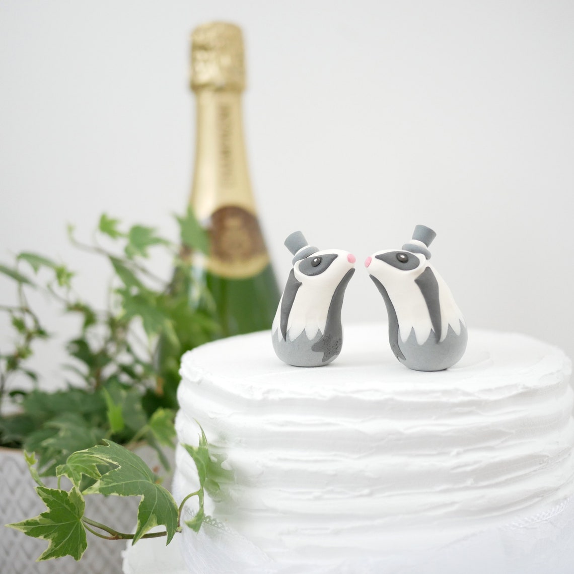 Badger Gay Wedding Cake Topper: Handmade Clay Badgers, Rainbow Option ...