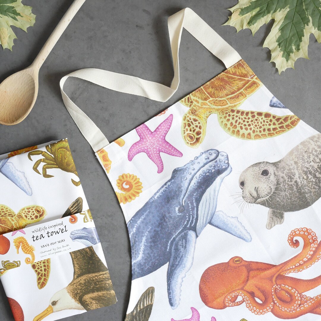 Save-our-seas Marine Apron and Tea Towel Combo Cotton - Etsy UK