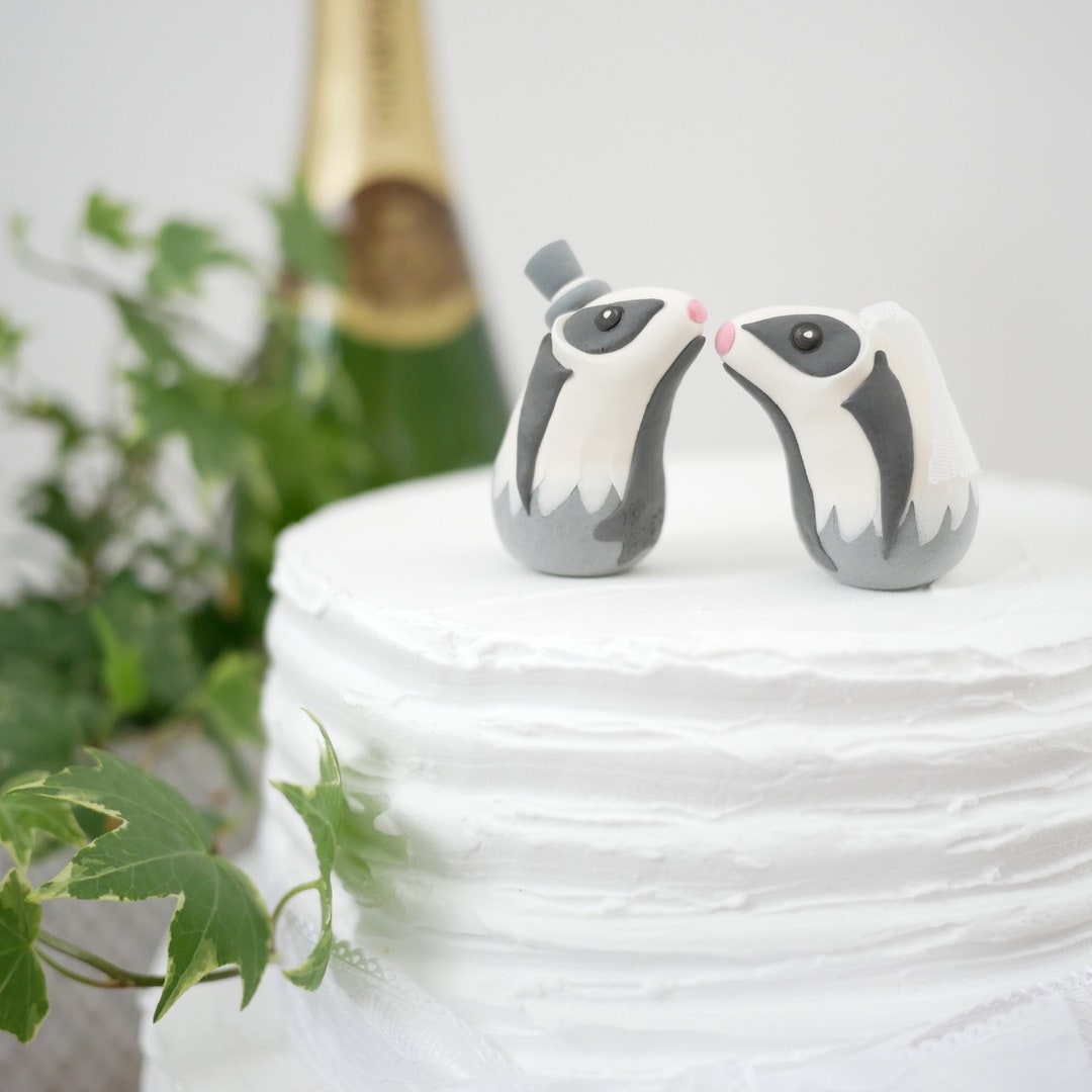 Badger Wedding Cake Topper: Handmade Wildlife Bride & Groom - Etsy UK