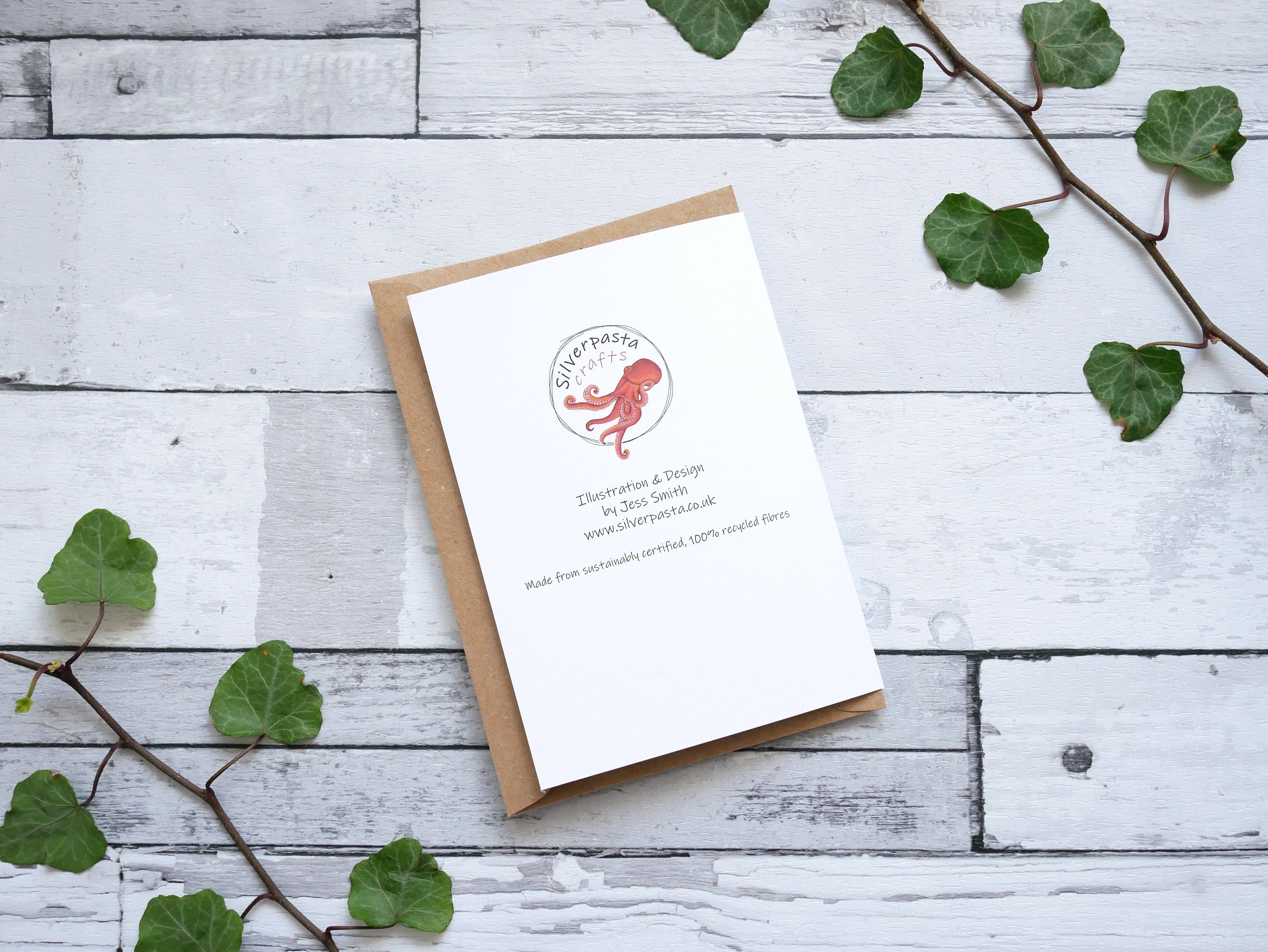 Illustrated Octopus Card 100% Recycled Wildlife Inspired | Etsy