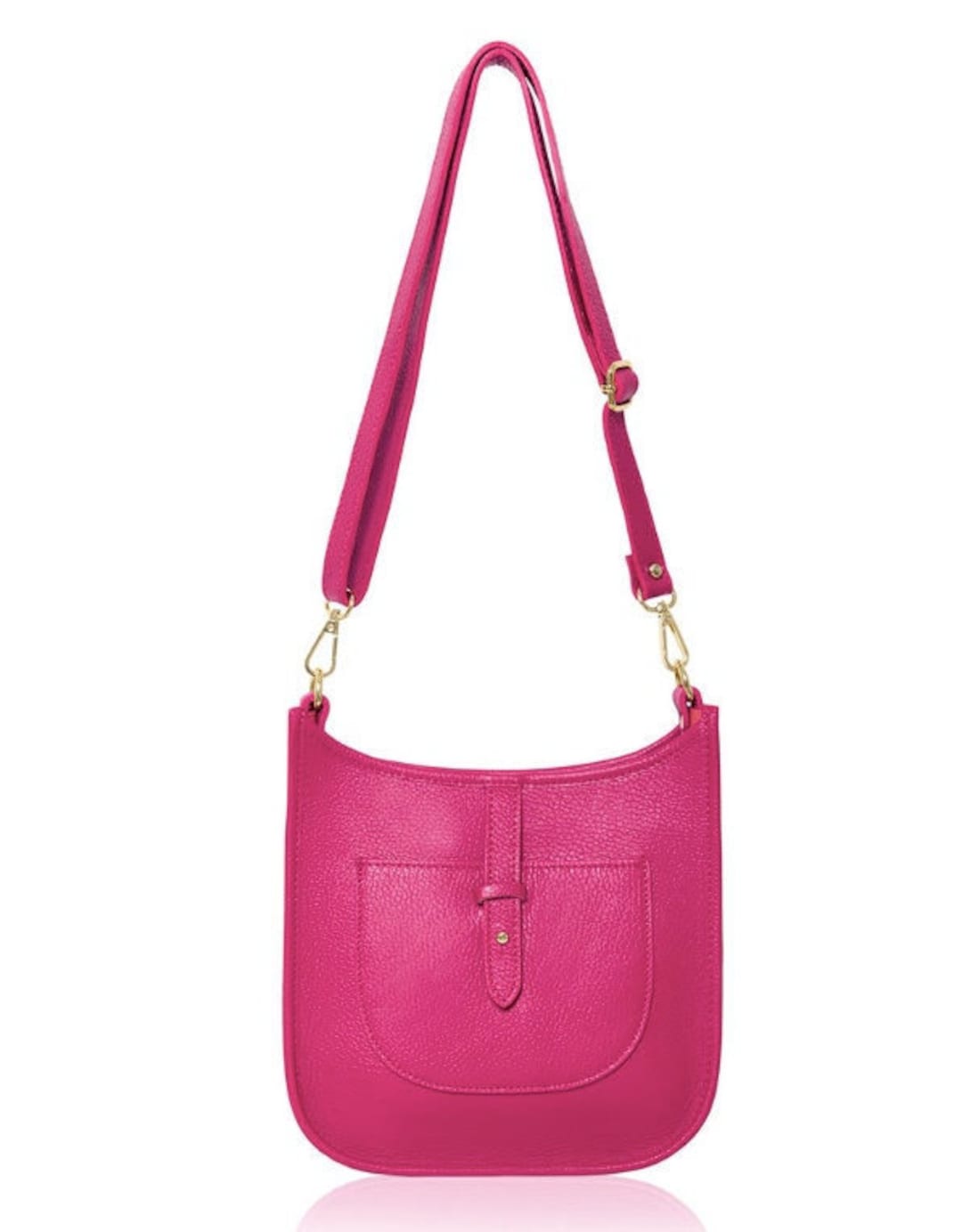 Bright Pink Leather Crossbody Bag, Pink Shoulder Bag, Wedding Bag ...