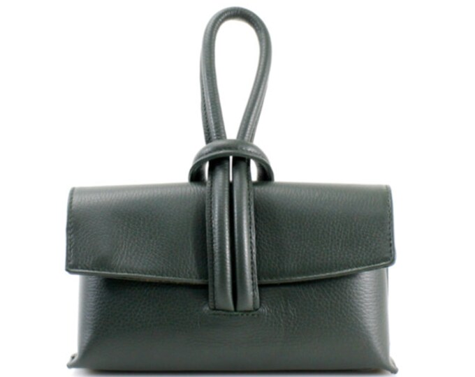 Dark Green Leather Clutch Bag Crossbody Bag, Green Grab Bag, Wedding ...