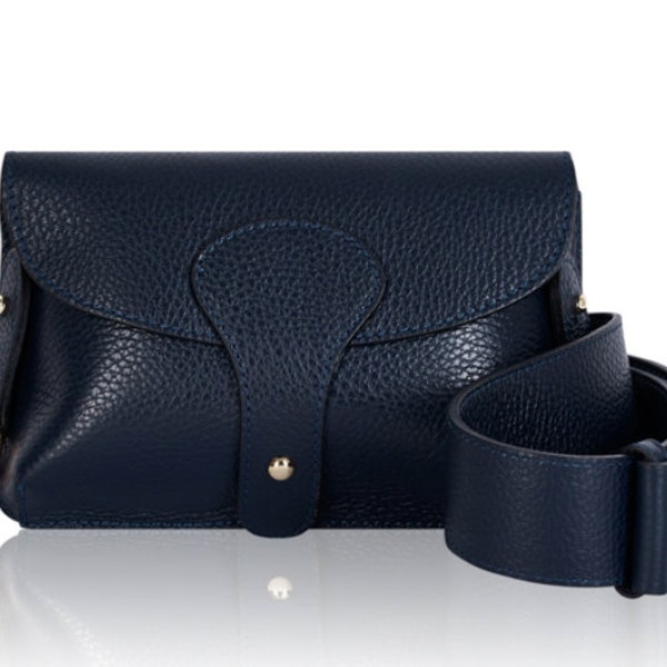 Navy Leather Bag - Etsy