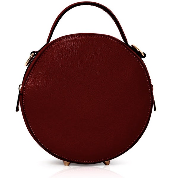 Round Leather Bag - Etsy
