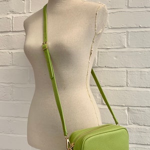 Lime Green Leather Crossbody Bag With Tassel: Handmade Italian Handbag ...