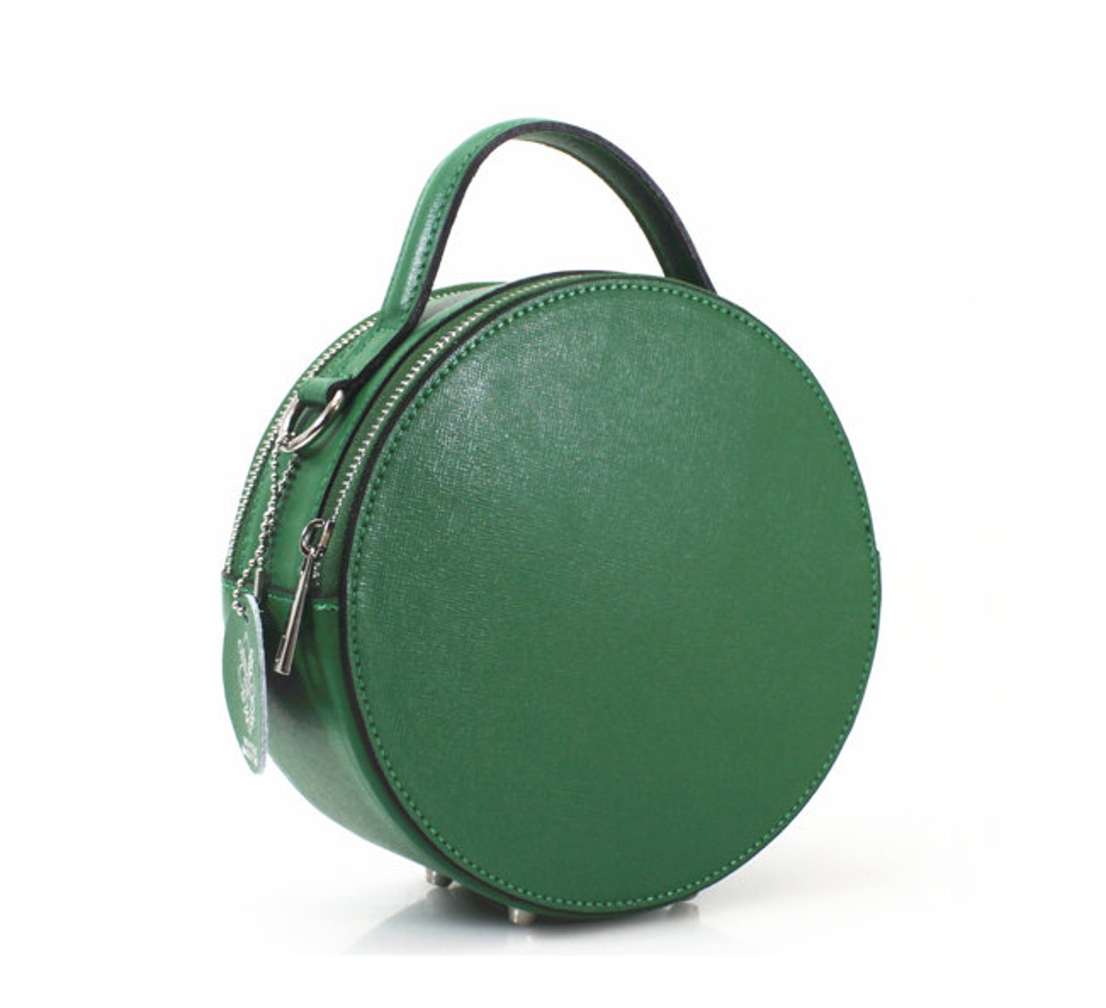 Round Leather Grab Bag Circular Bag Leather Crossbody Bag - Etsy