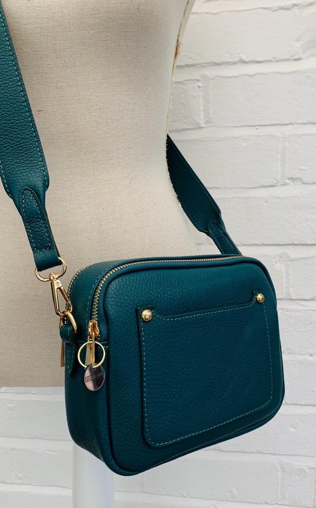 Dark Teal Leather Crossbody Bag, Leather Shoulder Bag, Stylish Bag ...