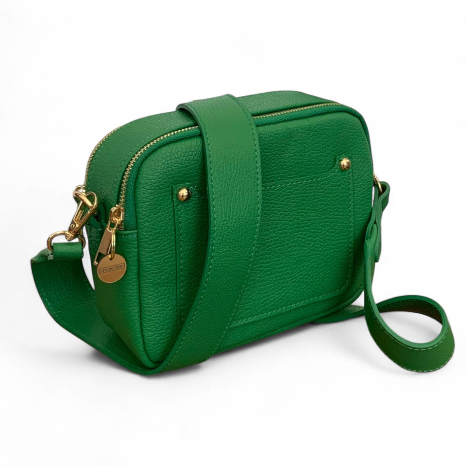 Green Leather Crossbody Bag, Bright Green Leather Shoulder Bag, Stylish ...