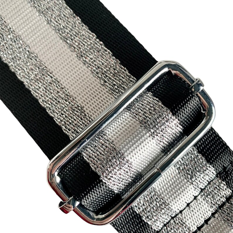 Black & Silver Canvas Bag Strap Replacement Bag Strap Stripe - Etsy
