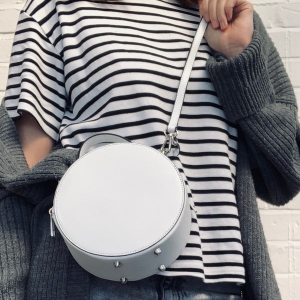 Round Leather Bag - Etsy