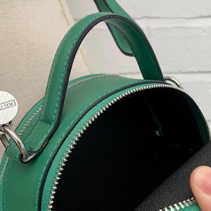 Green Round Leather Grab Bag Green Circular Bag Leather - Etsy