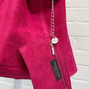 Fuchsia Suede Oversized Shoulder Bag: Italian Leather Boho Slouch Bag ...