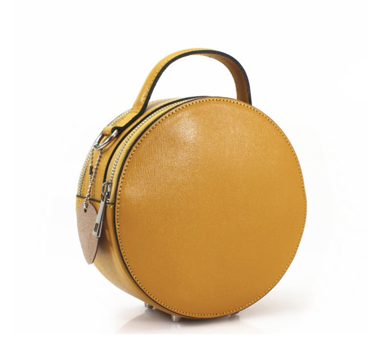 Round Leather Grab Bag Circular Bag Leather Crossbody Bag - Etsy