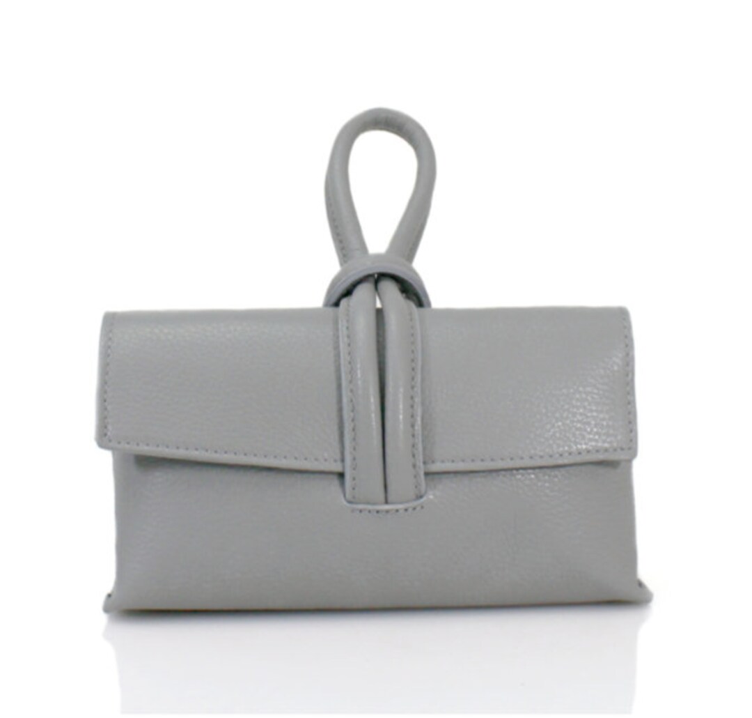 Grey Leather Clutch Bag Crossbody Bag, Grey Grab Bag, Wedding Bag ...