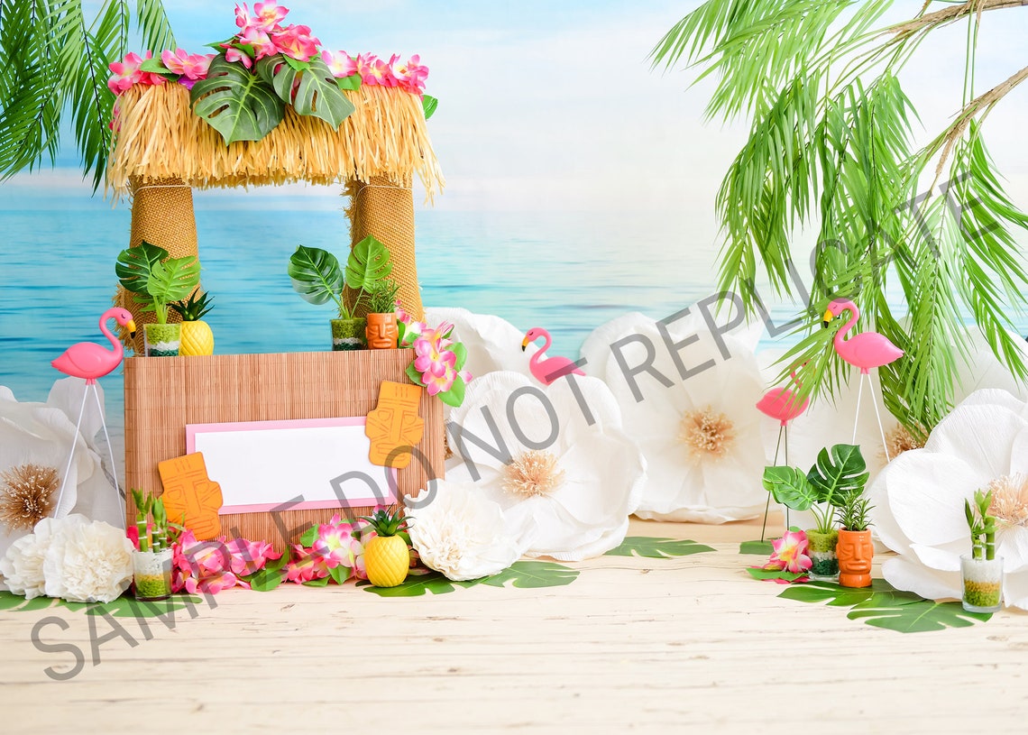 Tropical Tiki Digital Photo Backdrop - Etsy