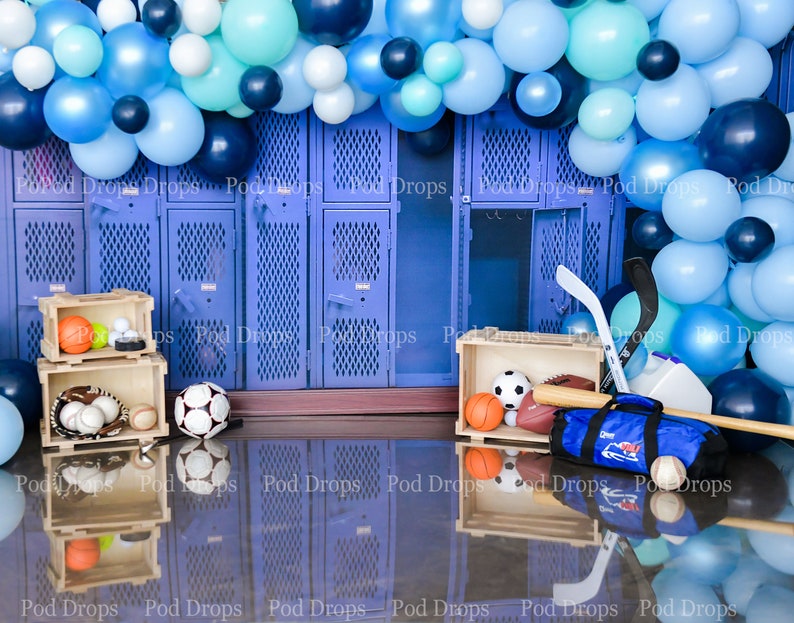 Blue Sports Locker Room Set Banner - Etsy