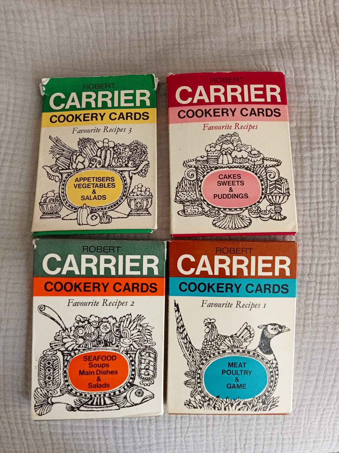 Robert Carrier Cookery Cards Set of 4, Robert Carrier, Cookery Cards ...