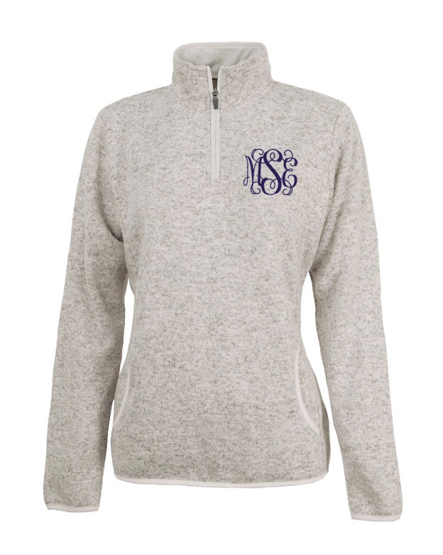 Monogrammed Quarter-zip Heathered Fleece Sweatshirt, Quarter Zip ...