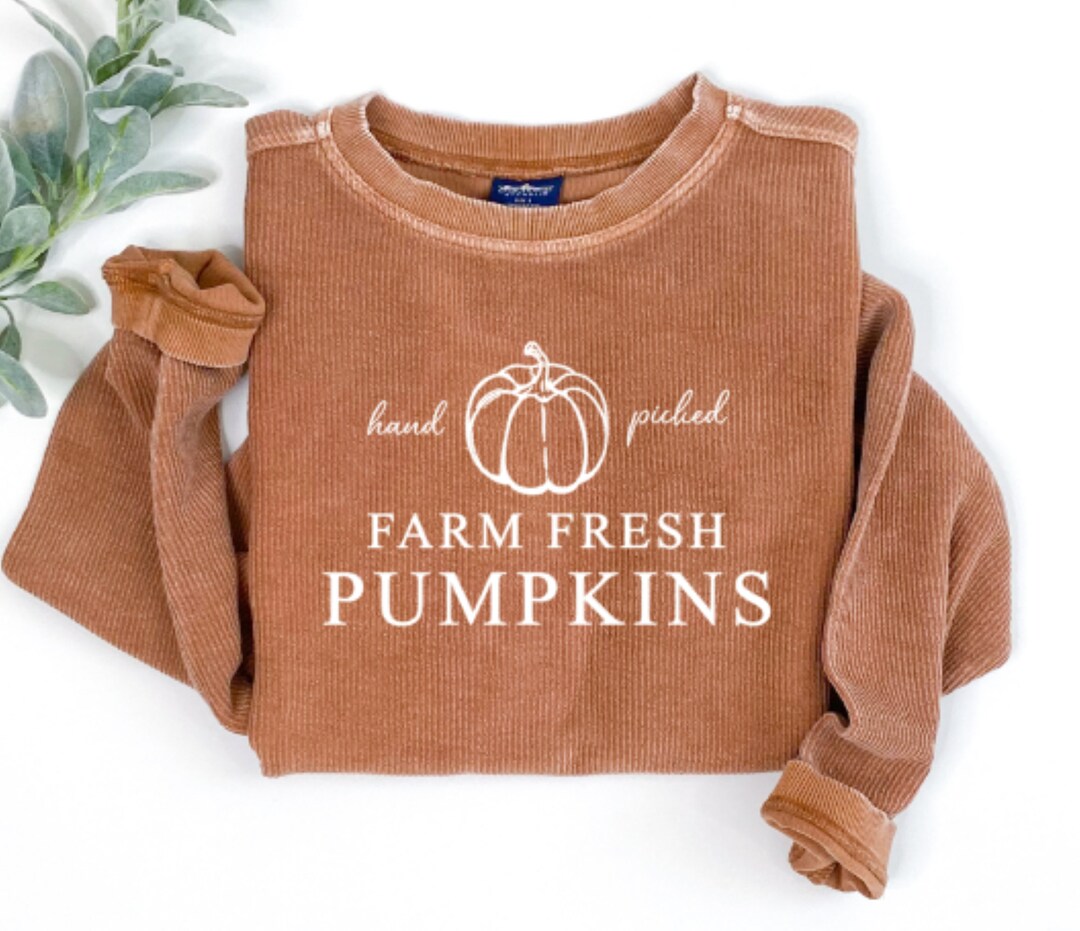 Farm Fresh Pumpkin Cord Sweatshirt | Fall Crew Neck | Loungewear | Cord ...