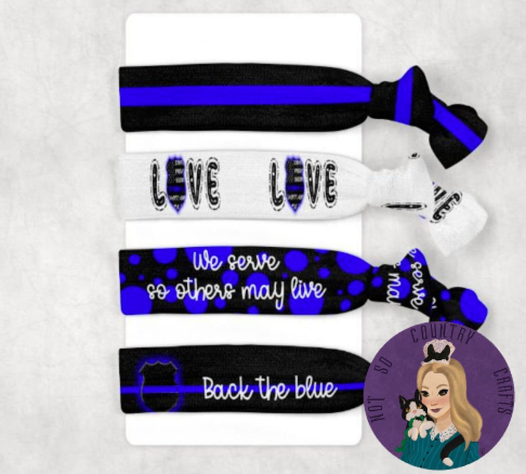 Elastic Police Hair Ties Set of 4, Bulk Orders Welcome, Thin Blue Line ...