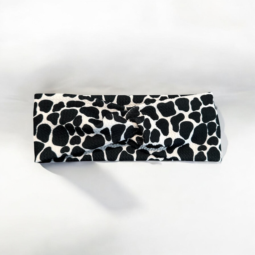 Cow Print Headband Handmade in Black and White, Country Chic Hair ...