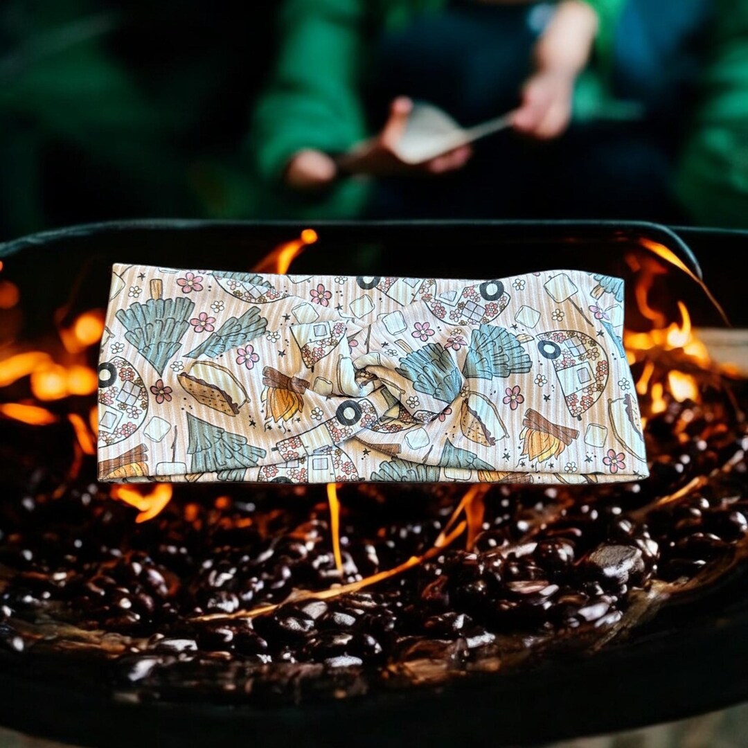 Camping Themed Stretchy Headband • Smores Design • Campfire Style ...