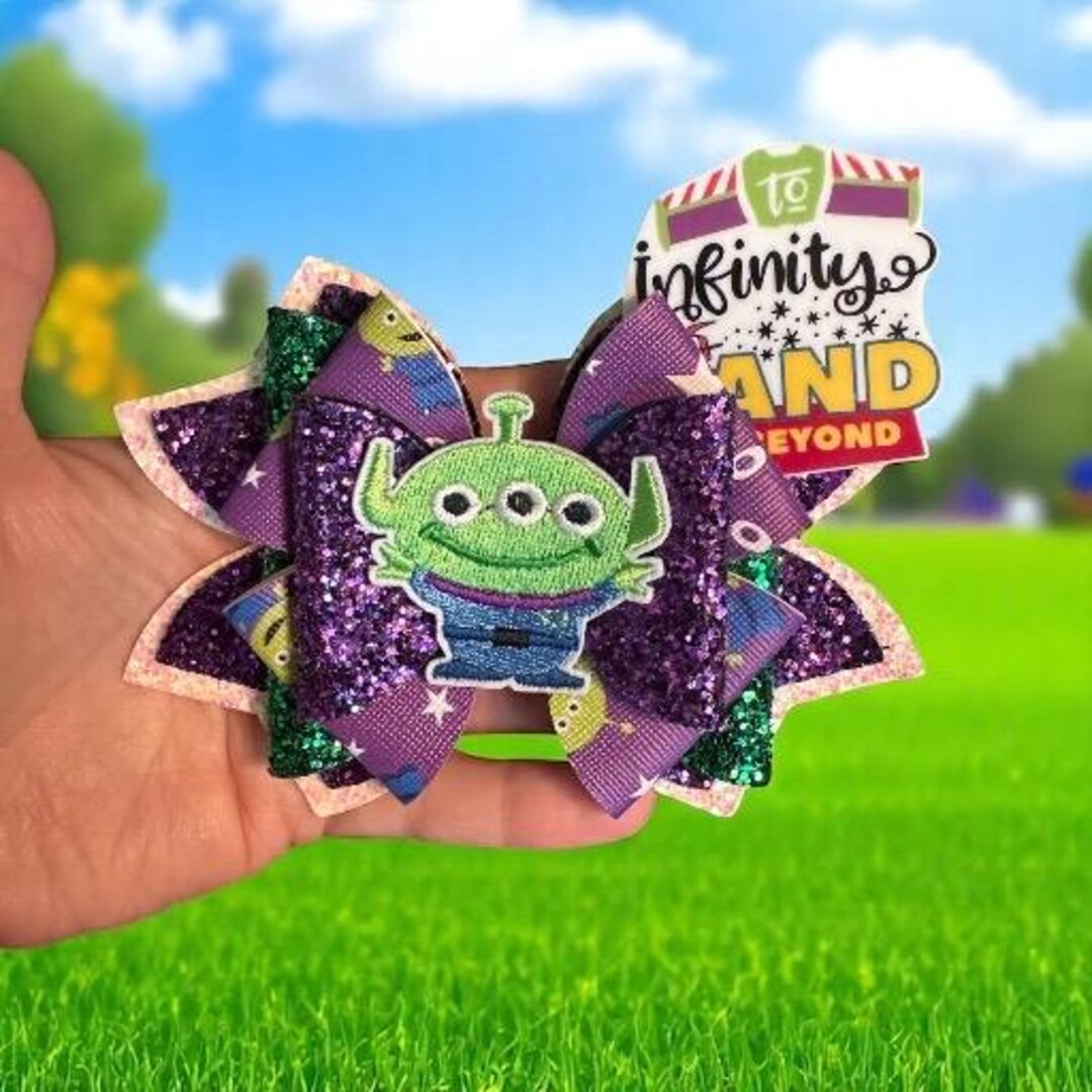Toy Story Alien Bow • Faux Leather Hair Clip • Green Alien Hair ...
