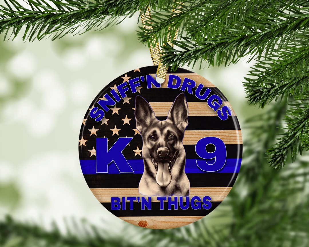 K9 Police Ornament; Thin Blue Line; MDF Material; Personalized ...