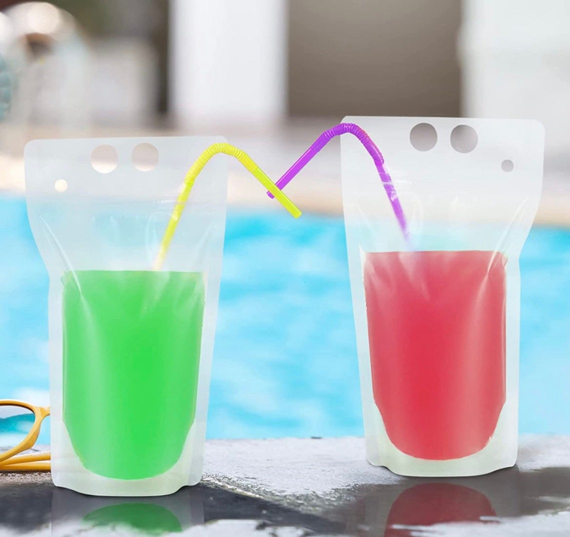 Reusable Drink Pouches With Straws, Booze Bags, Custom Drink Pouches ...